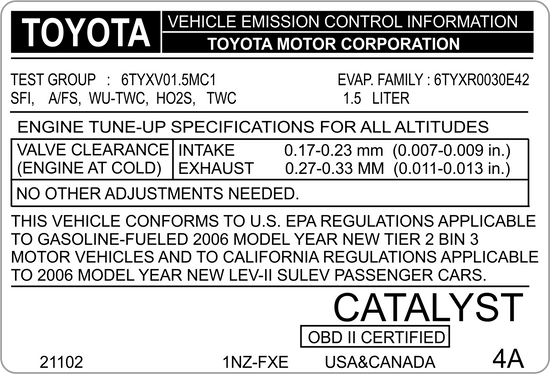 Emission Control Label | Certified Engine Compliance Tag | VinLabelShop ...